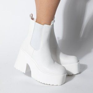 Shoes | Womens White Platform High Heel Booties | Poshmark